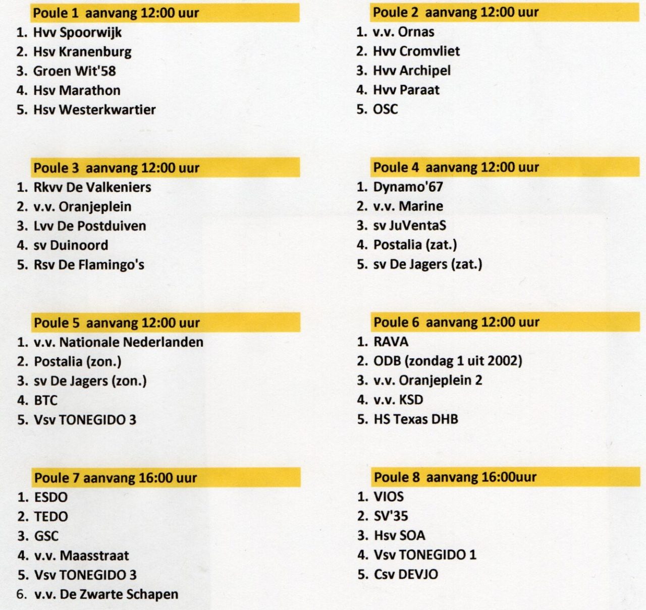 Poule indeling Haagse Voetbalhistorie Toernooi 2022 - De Haagse ...